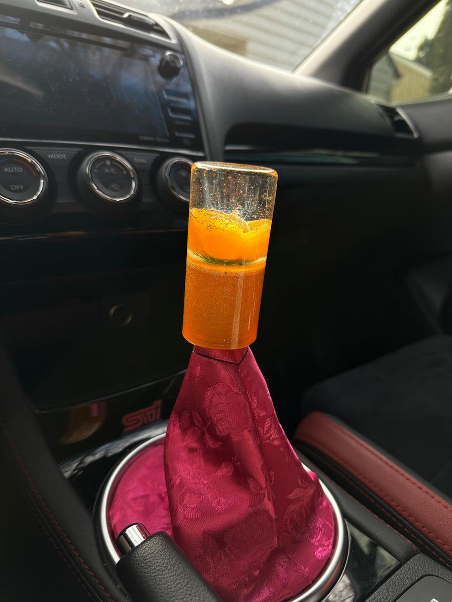 Orange rose shift knob with gold glitter – Custom Shift